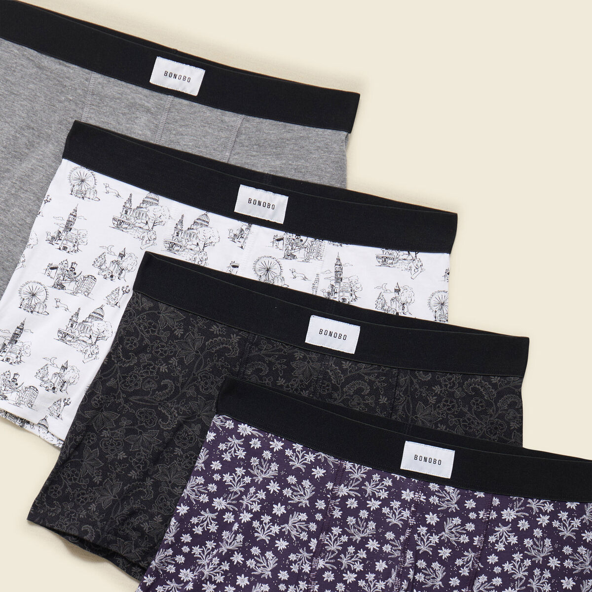 Lot de 4 boxers noir homme | Bonobo