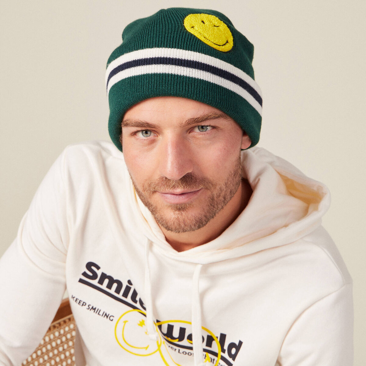 Bonnet SmileyWorld vert foncé homme | Bonobo