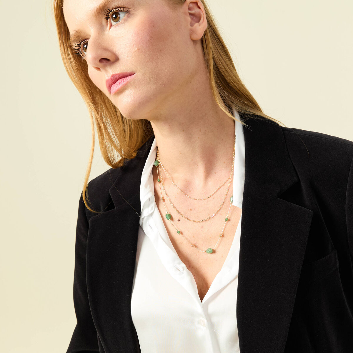 Collier multi-chaînes couleur or femme | Bonobo