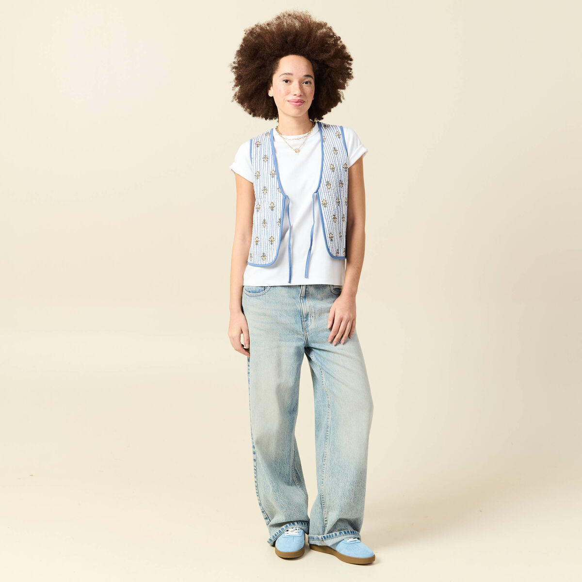 T-shirt cintré col rond manches courtes blanc femme | Bonobo