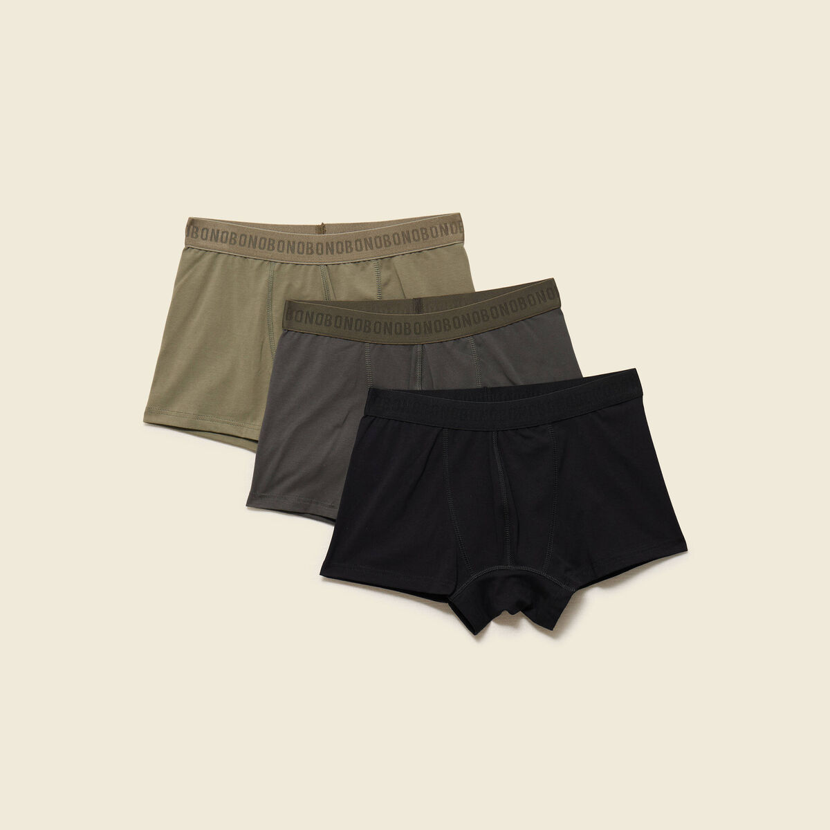 Lot de 3 boxers vert kaki homme | Bonobo