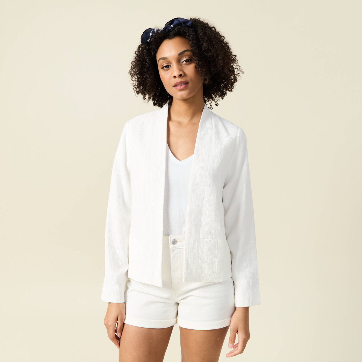 Veste esprit blazer fluide ecru femme | Bonobo