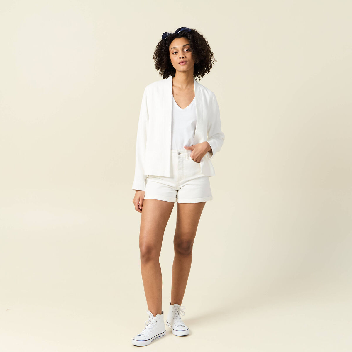 Veste esprit blazer fluide ecru femme | Bonobo