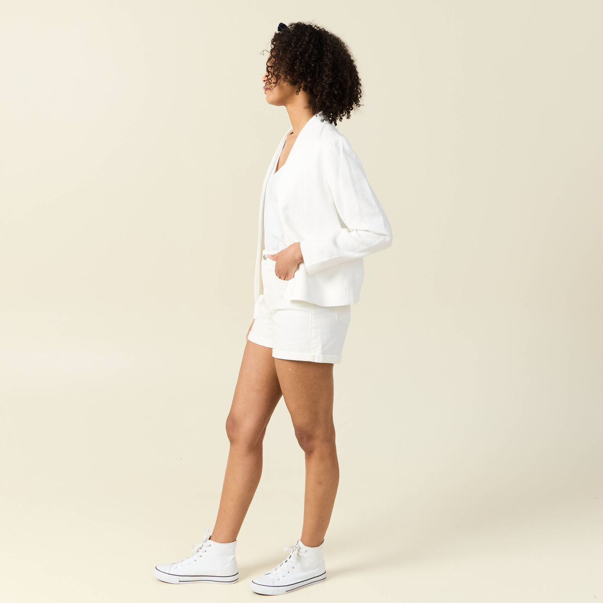 Veste esprit blazer fluide ecru femme | Bonobo