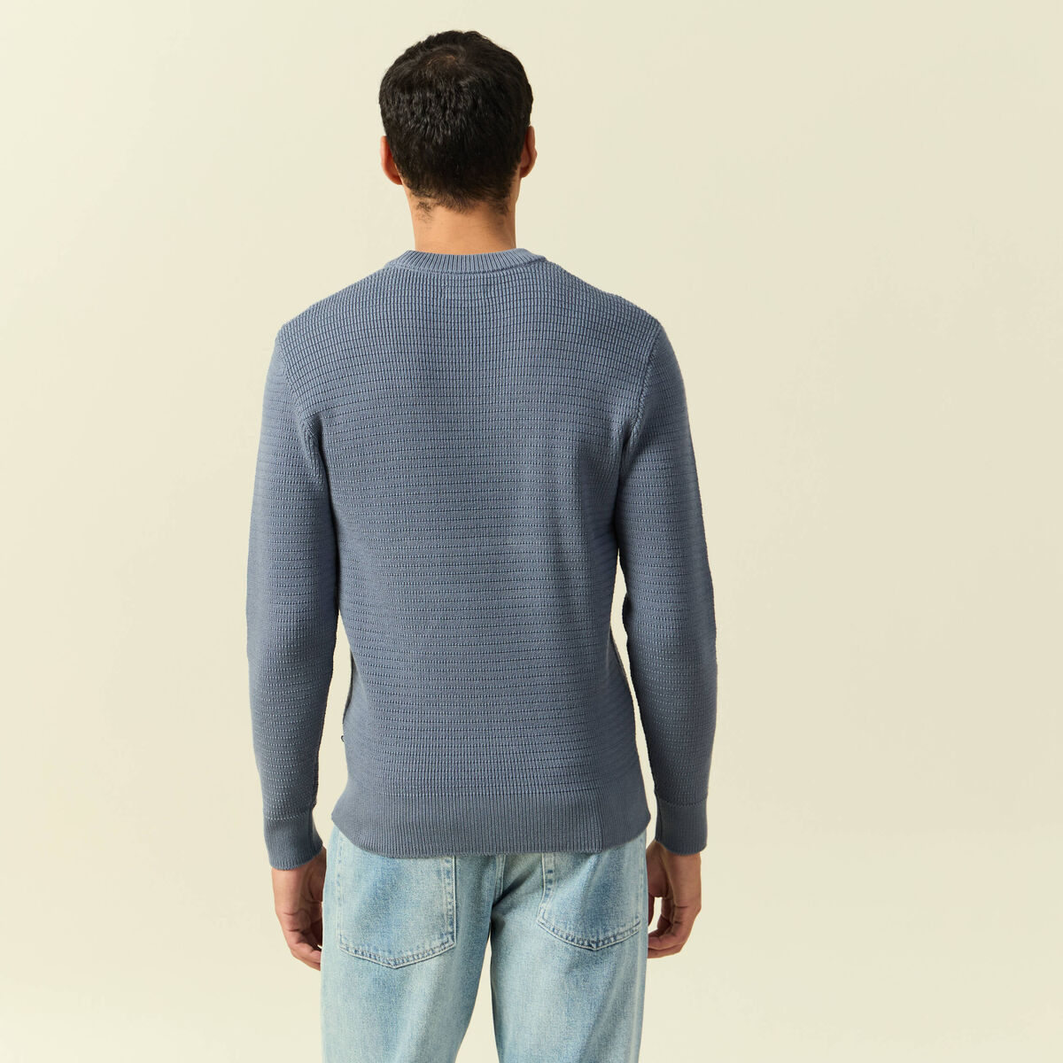 Pull col rond manches longues bleu gris homme | Bonobo