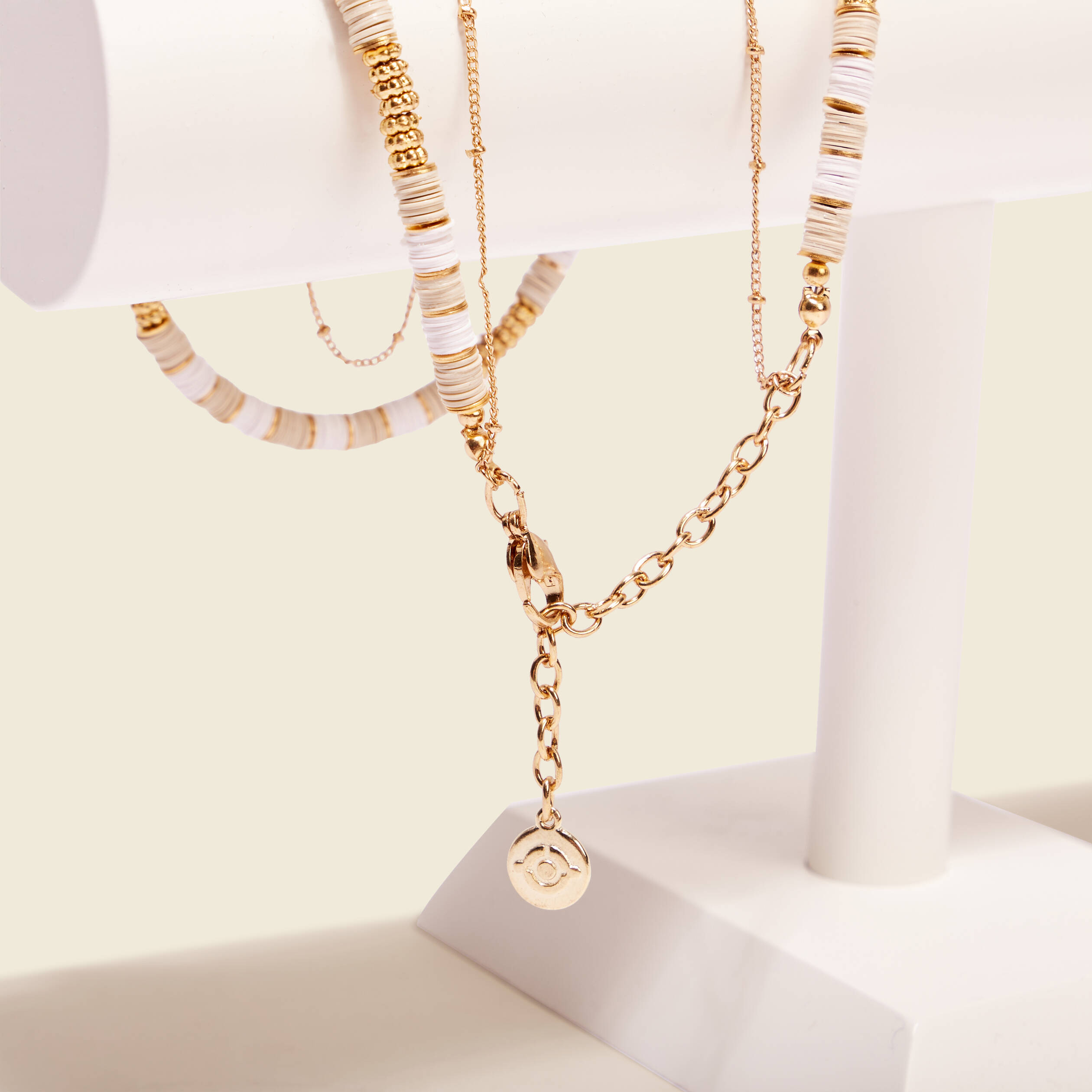 Collier 2 rangs avec perles blanc femme | Bonobo