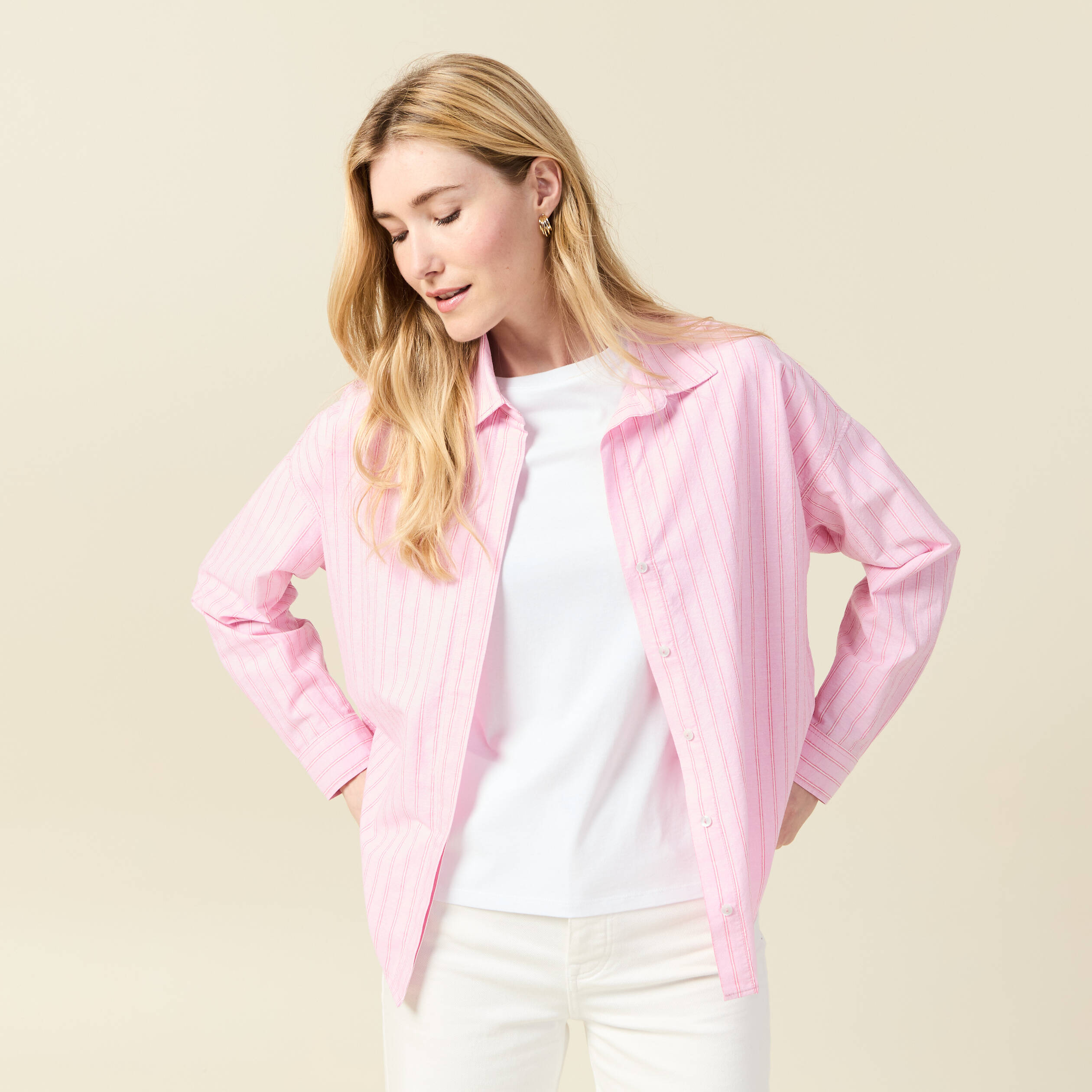 Chemise manches longues rose clair femme | Bonobo