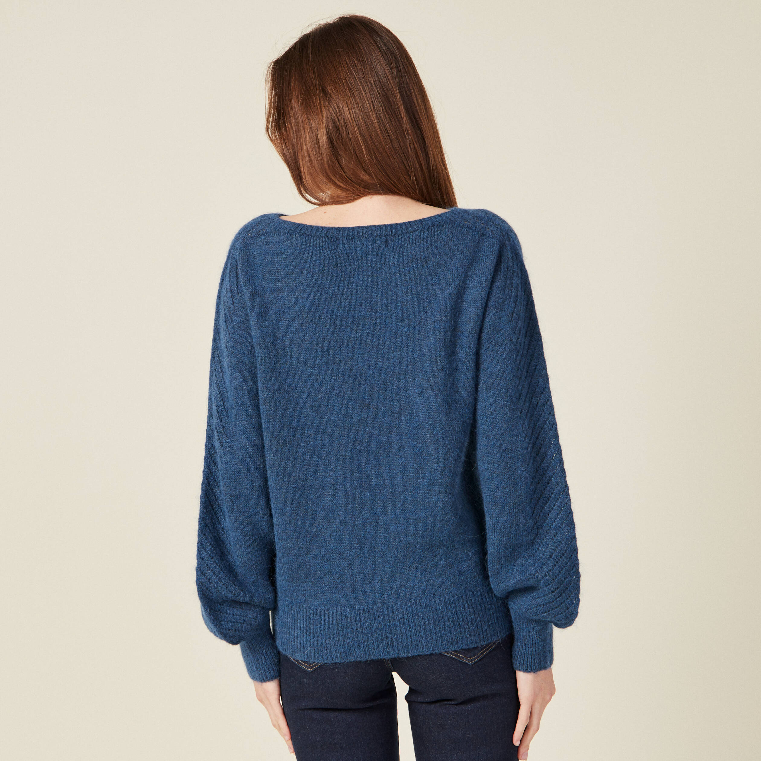 Pull manches longues bleu canard femme | Bonobo