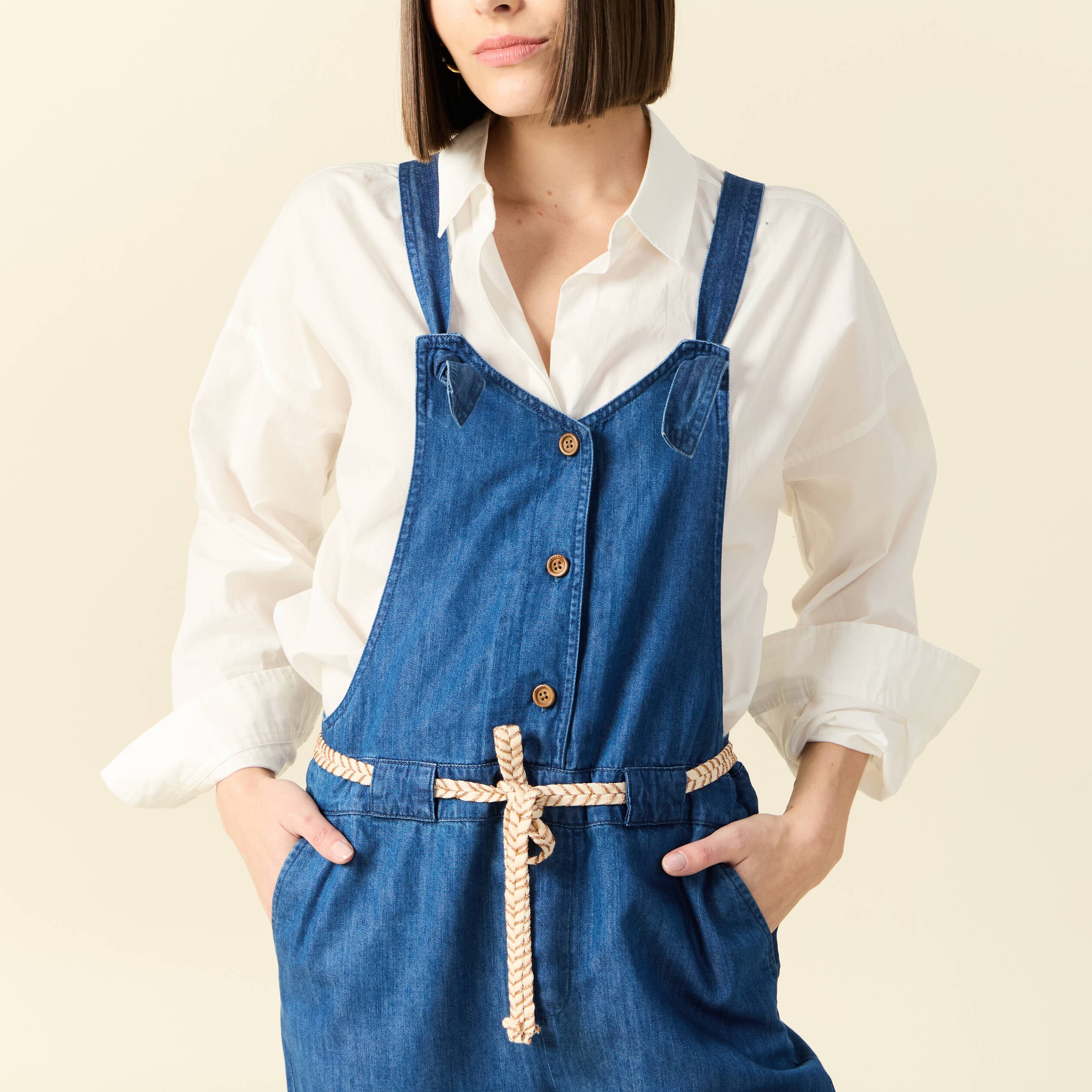 Salopette en denim denim stone femme | Bonobo