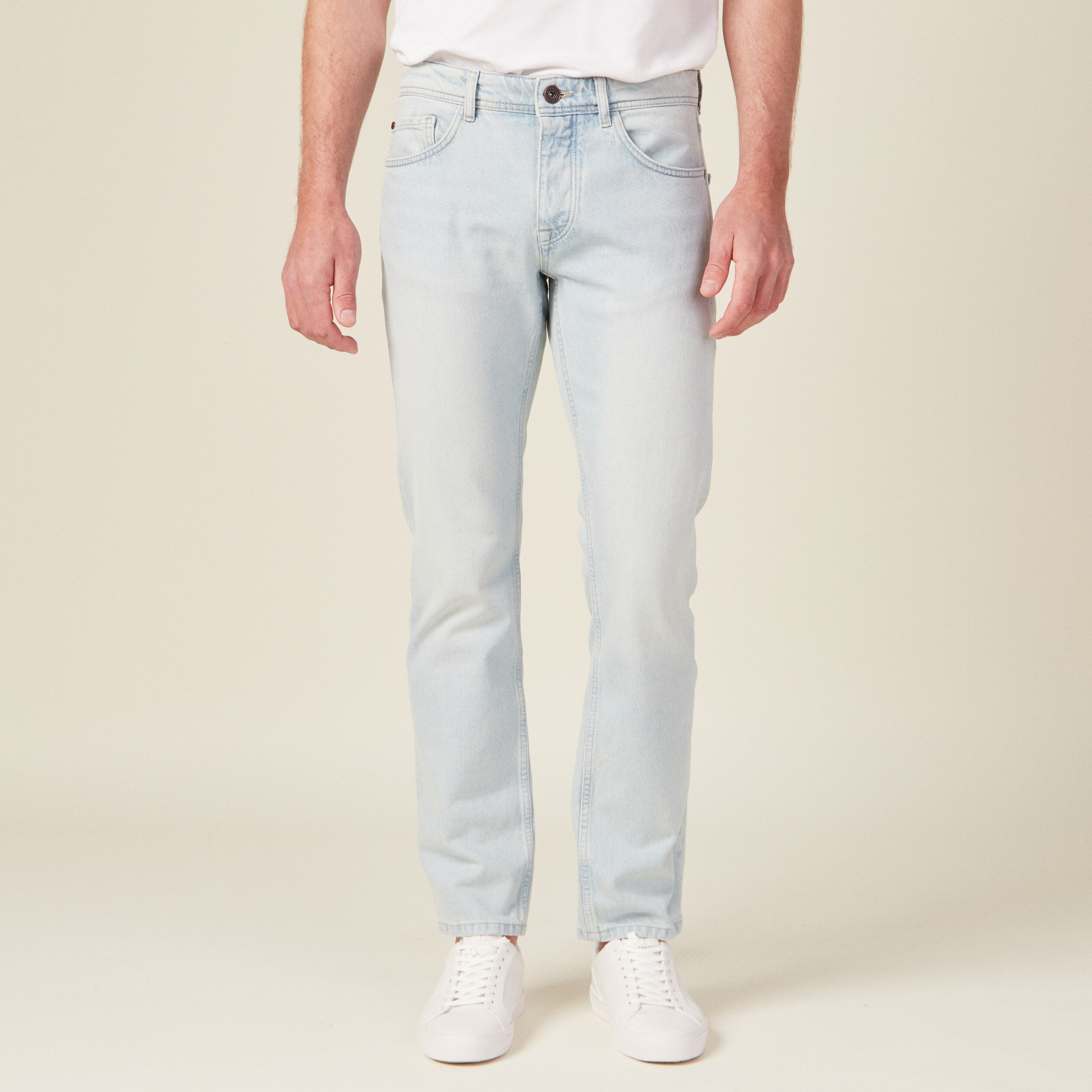 Jeans straight 5 poches denim bleach homme | Bonobo