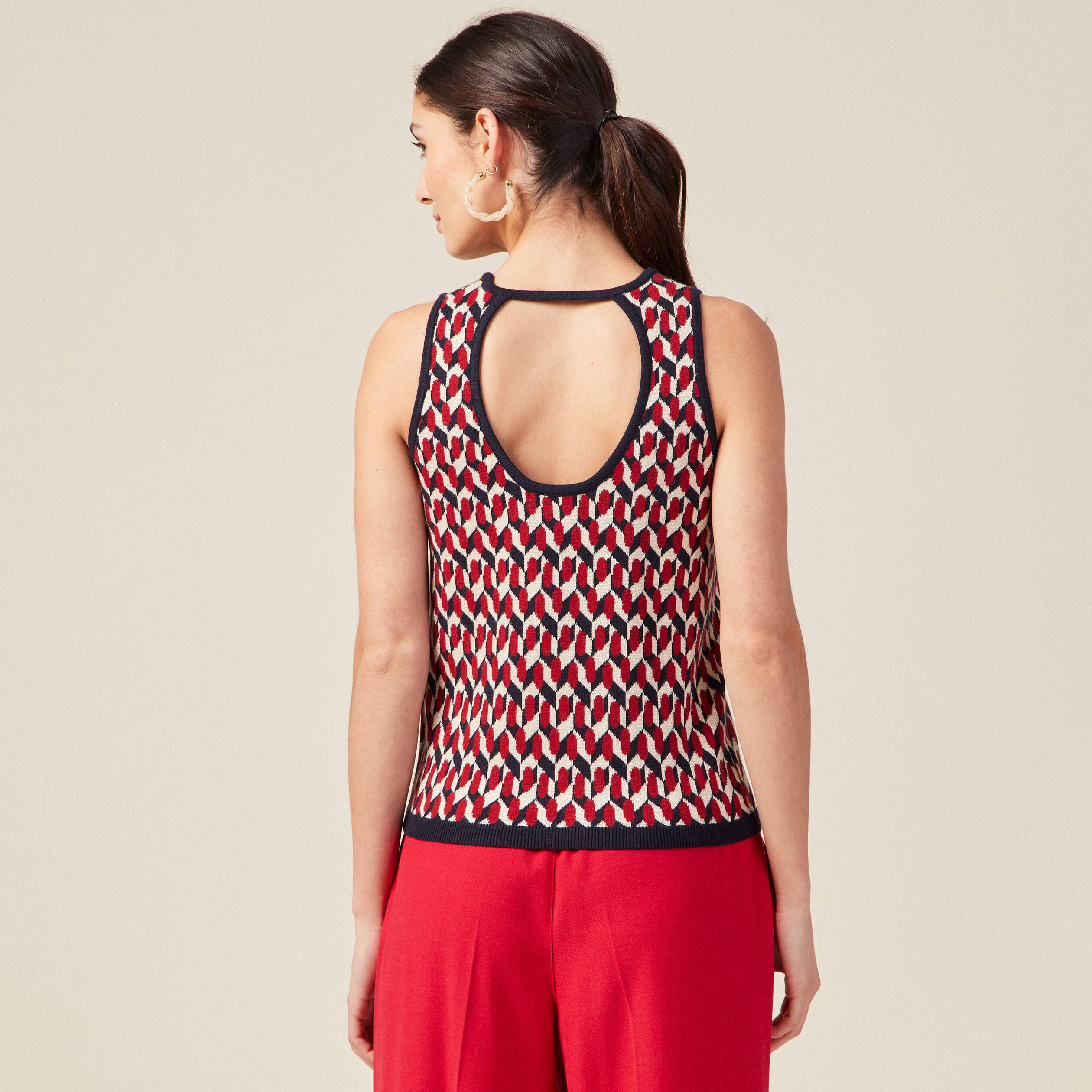 Pull débardeur dos ouvert bleu marine femme | Bonobo