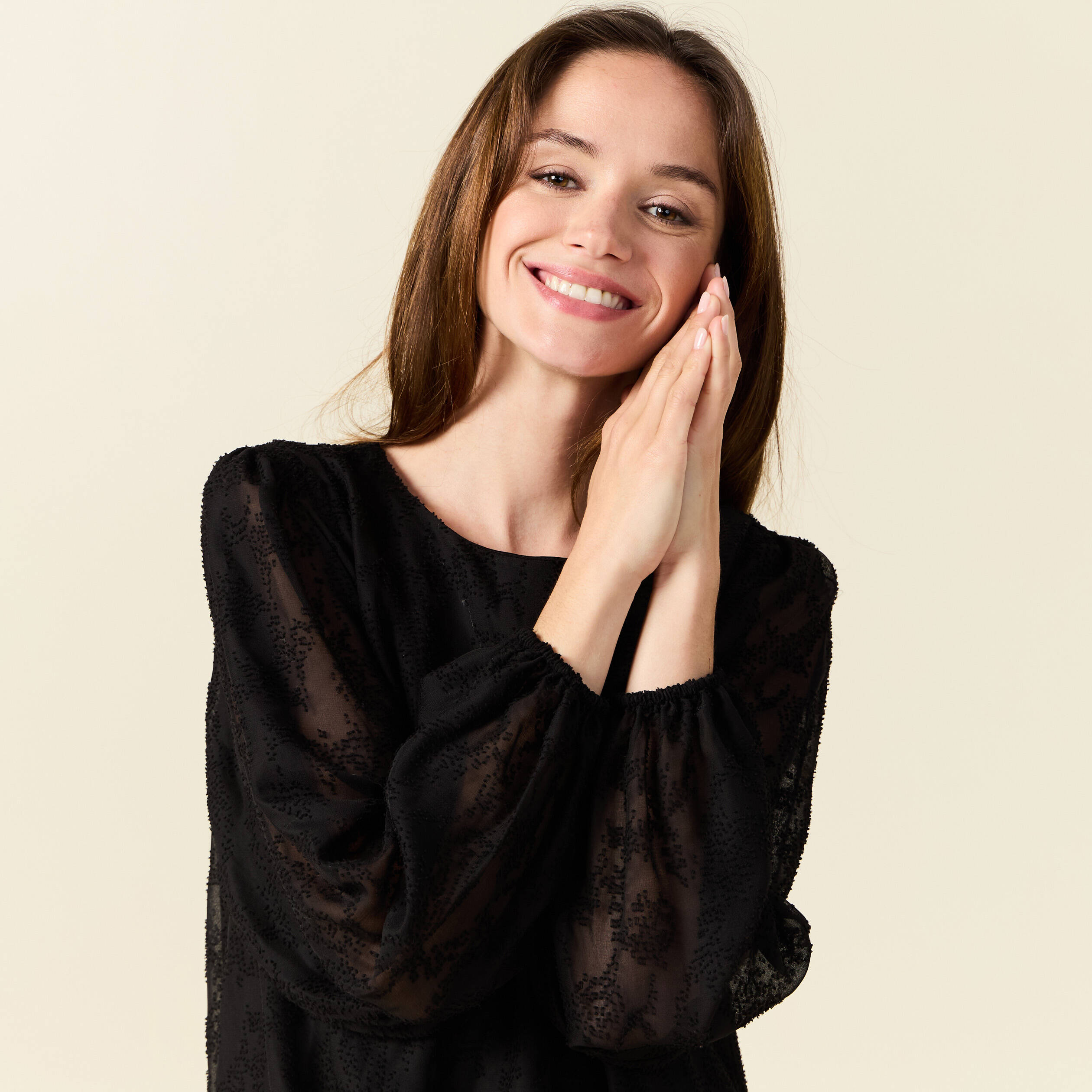 Robe droite manches longues noir femme | Bonobo