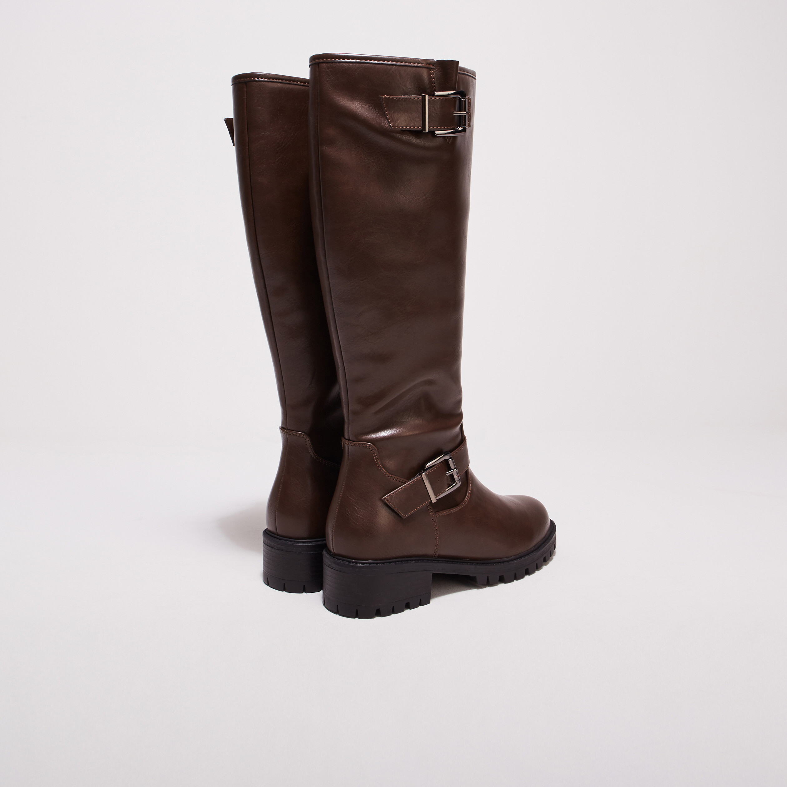 Bottes à talons crantées marron foncé femme | Bonobo