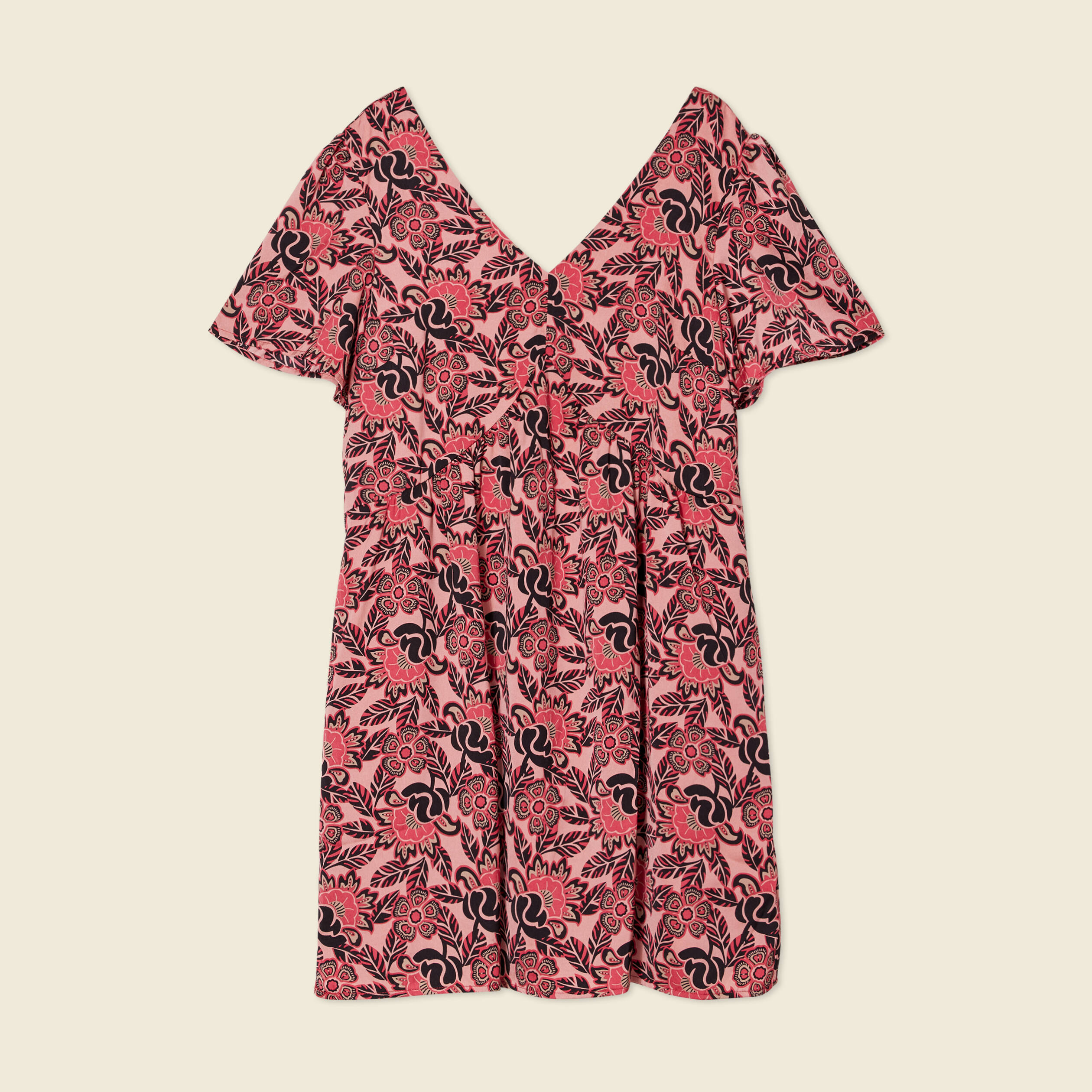 Robe droite manches courtes rose poudrée femme | Bonobo