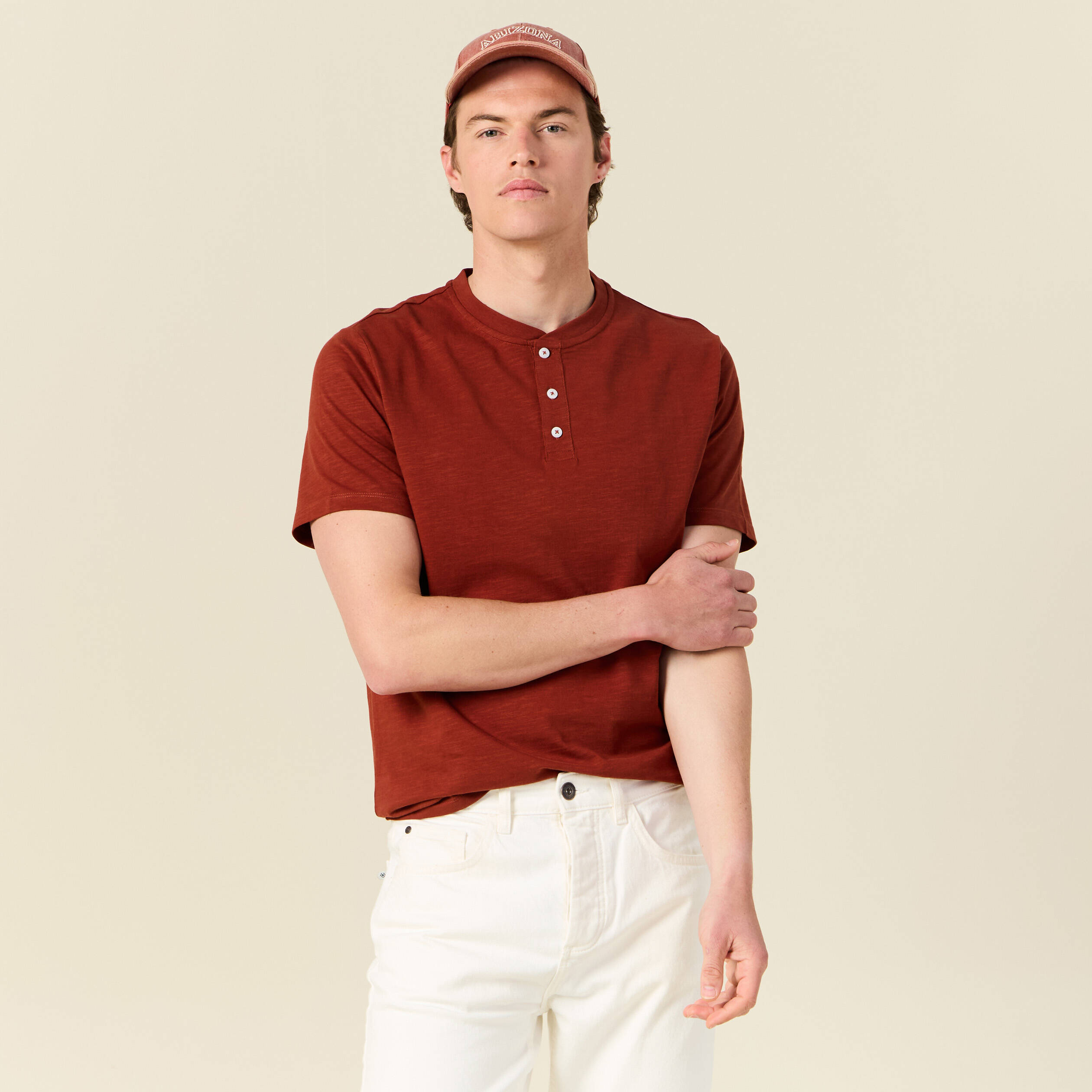 T-shirt éco-responsable marron cognac homme | Bonobo